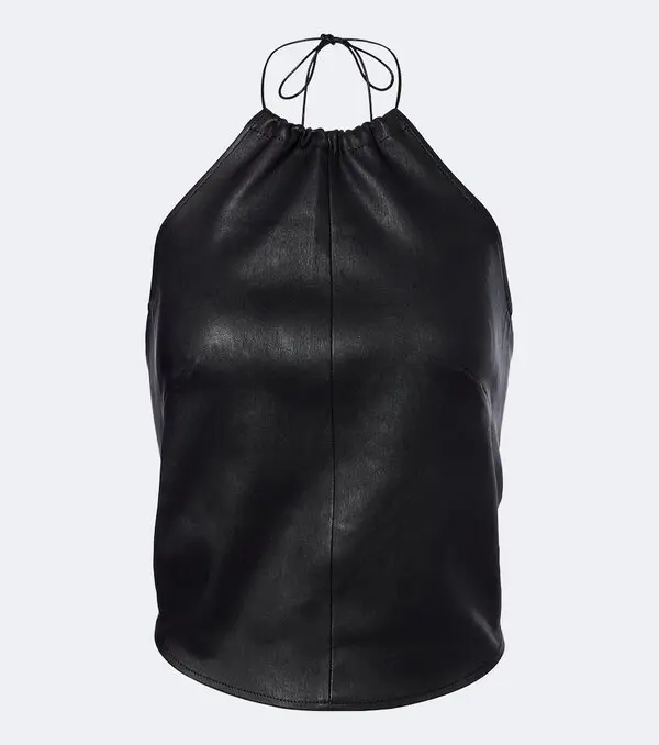 Stouls Rosie Halterneck Leather Top - Black