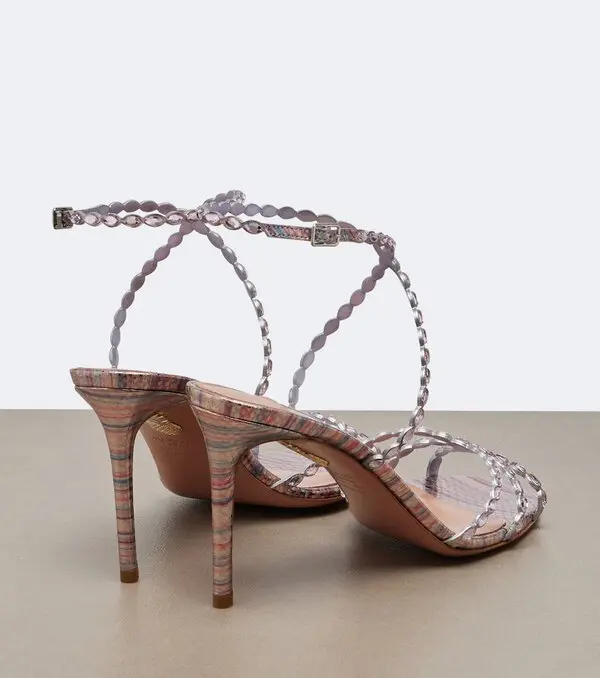 AQUAZZURA Embellished Leather Sandals - Pink