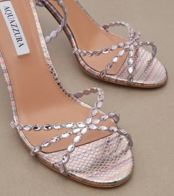 AQUAZZURA Embellished Leather Sandals - Pink
