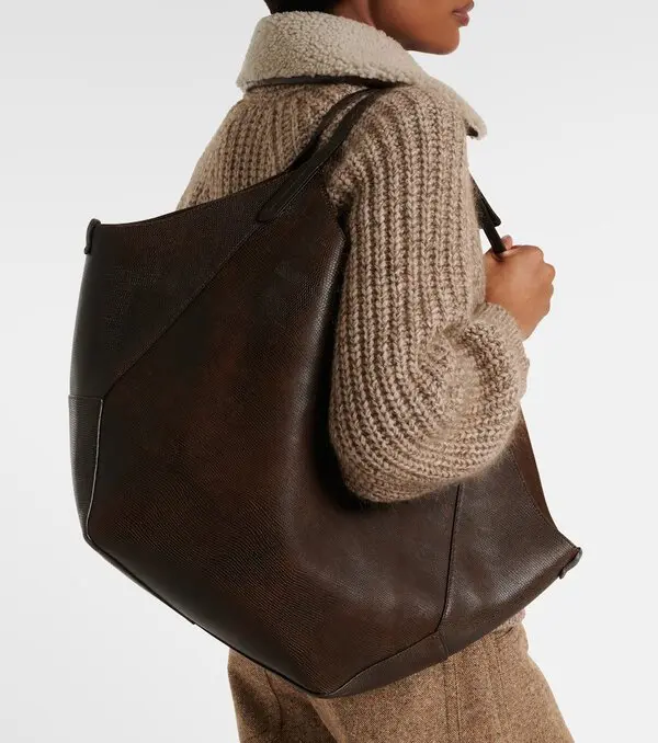 Brunello Cucinelli Monili Medium Leather Tote Bag
