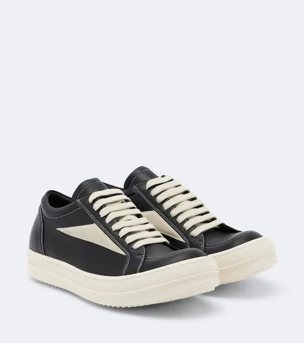 Rick Owens Leather Lace-up Sneakers - Black