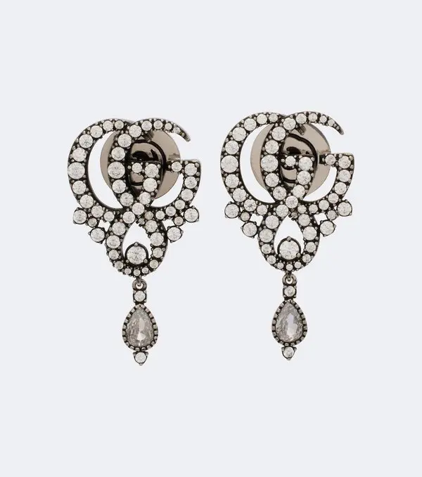 Gucci Gg Marmont Embellished Dangle Earrings - Silver