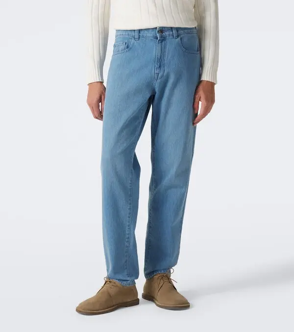 Canali Navy Cotton Straight Jeans