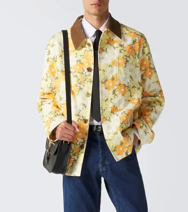 Valentino Garavani Corduroy-trimmed Floral Denim Jacket