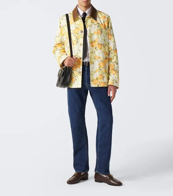 Valentino Garavani Corduroy-trimmed Floral Denim Jacket
