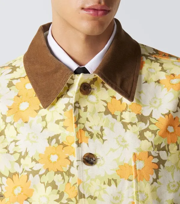 Valentino Garavani Corduroy-trimmed Floral Denim Jacket
