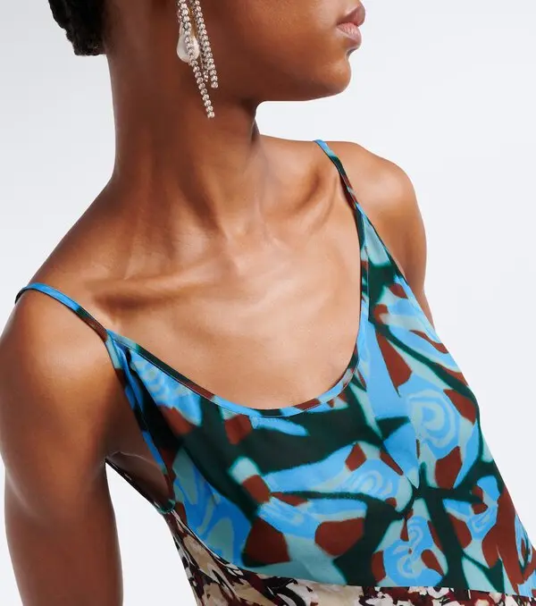 Dries Van Noten Printed Asymmetrical Top - Brown