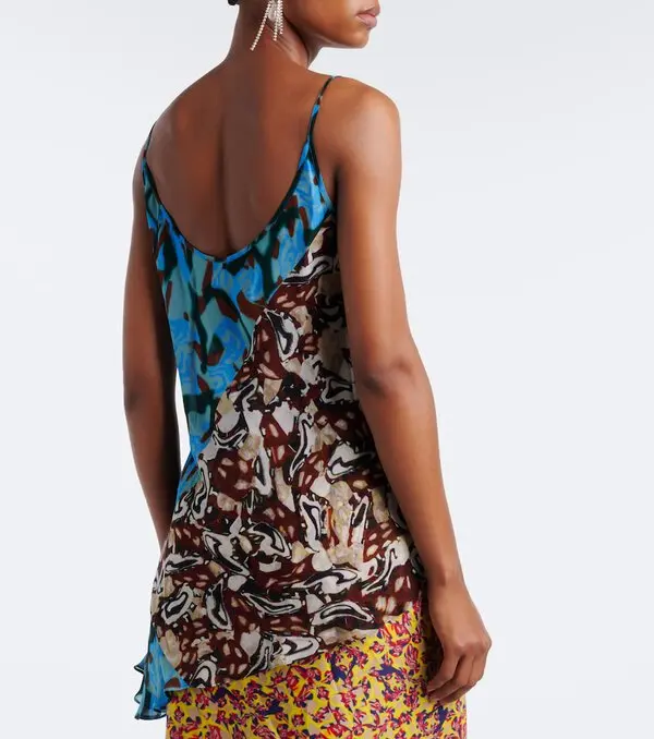 Dries Van Noten Printed Asymmetrical Top - Brown