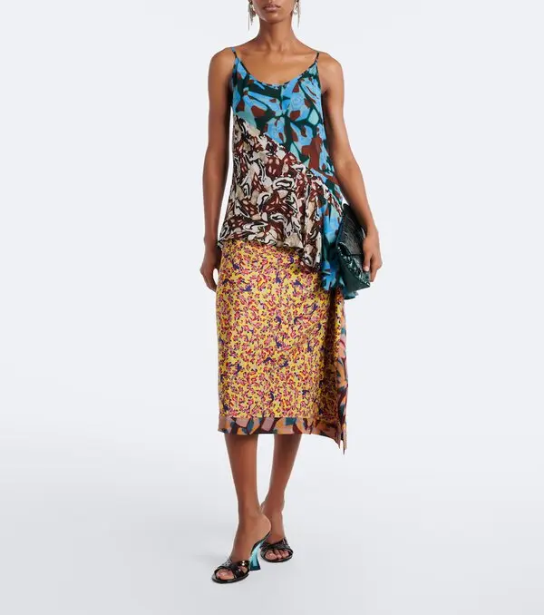 Dries Van Noten Printed Asymmetrical Top - Brown
