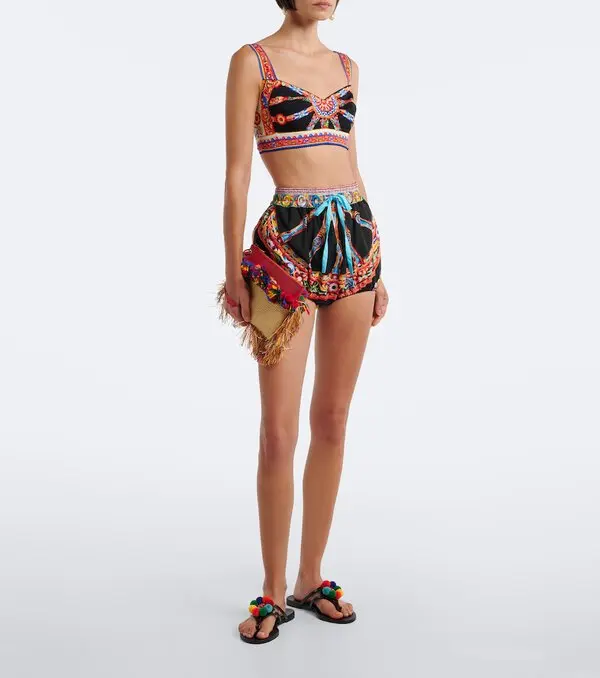 Dolce & Gabbana Carretto Print Cotton Poplin Shorts