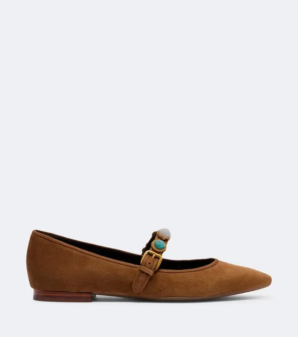 Veronica Beard Embellished Suede Mary Jane Flats