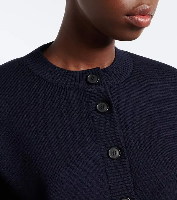 RÓHE Wool-blend Crewneck Cardigan - Blue