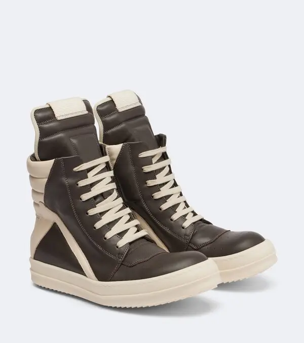 Rick Owens Geobasket Leather High-top Sneakers - Brown