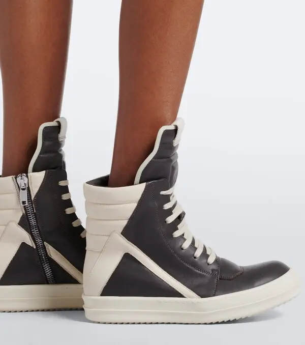 Rick Owens Geobasket Leather High-top Sneakers - Brown