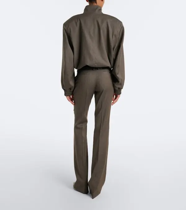 Attico Low-rise Wool-blend Flared Pants