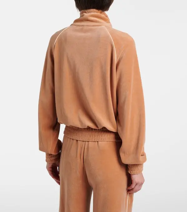 Chloé Cotton-blend Velour Zip-up Sweatshirt - Beige