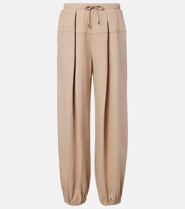 Sportmax Pleated Cotton-blend Jersey Sweatpants - Beige