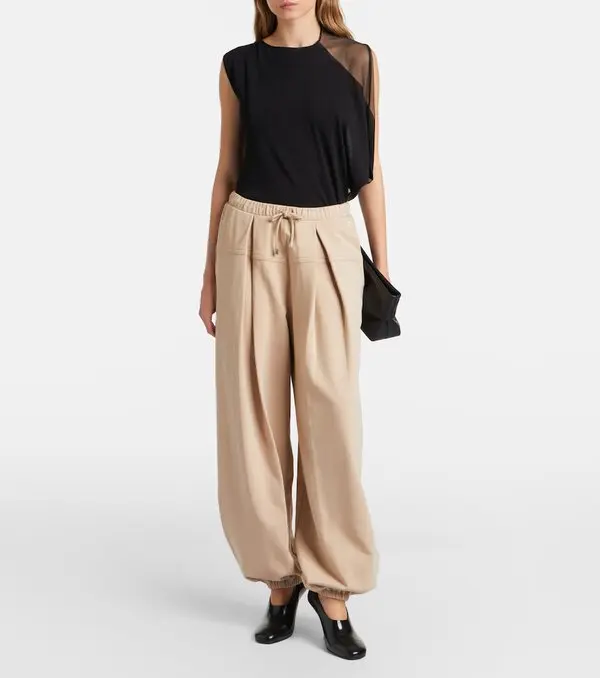 Sportmax Pleated Cotton-blend Jersey Sweatpants