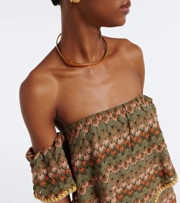 La DoubleJ Sand Dollar Embroidered Cotton-blend Top