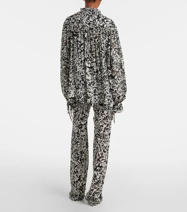 Dries Van Noten Printed Straight Pants - Black