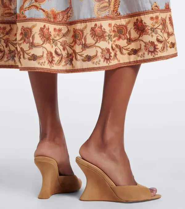 AQUAZZURA Bisous Suede Wedge Mules