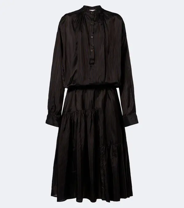 Dries Van Noten Striped Midi Dress - Brown