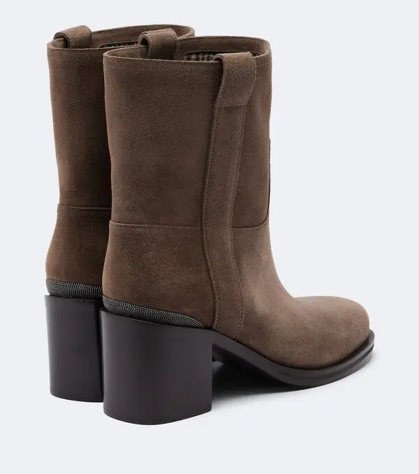 Brunello Cucinelli Monili Suede Ankle Boots