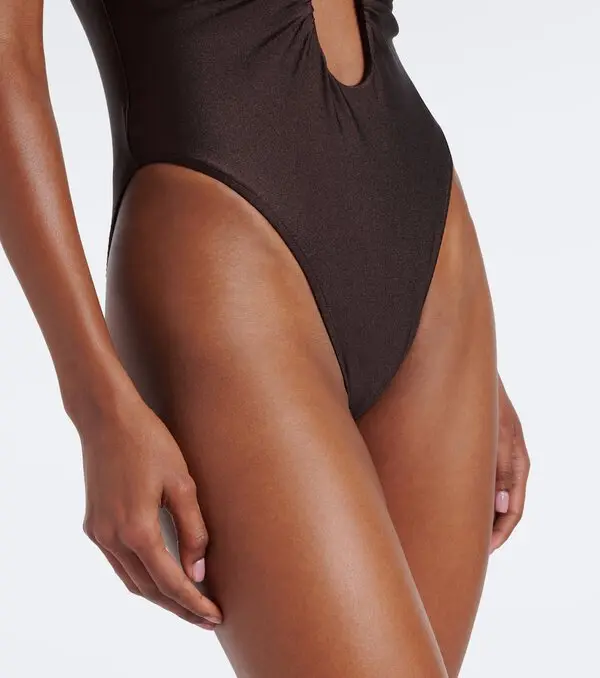 ADRIANA DEGREAS Strapless Ruched One Piece Swimsuit - Brown