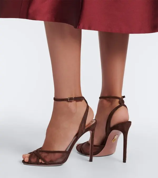 AQUAZZURA Suede And Mesh Sandals