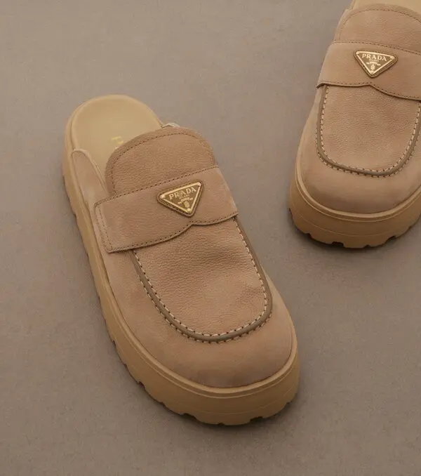 Prada Suede Mules - Beige