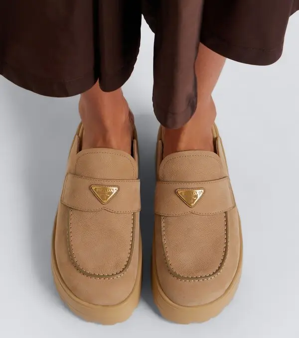 Prada Suede Mules - Beige