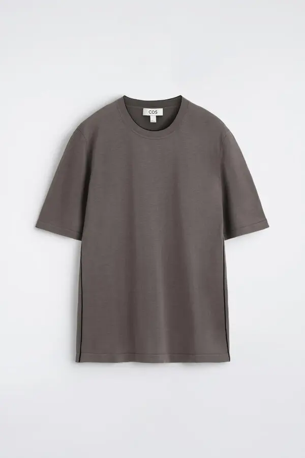 Cos Contrast-tipped Silk-cotton T-shirt - Brown