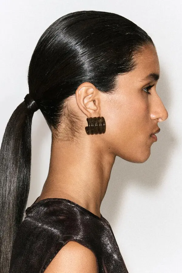 Cos Sculptural Rippled Hoop Earrings In Resin