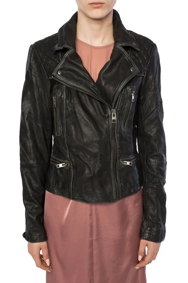 ALLSAINTS Distressed Quilted Leather Moto Jacket