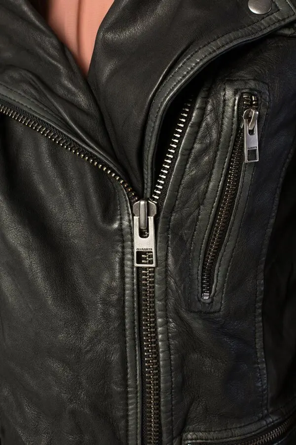 ALLSAINTS Distressed Quilted Leather Moto Jacket