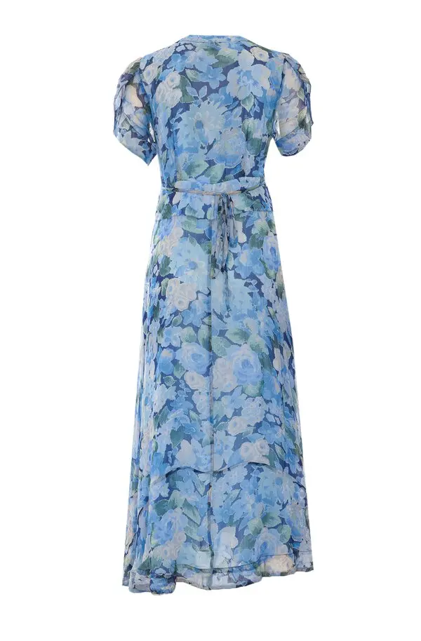 Rixo Novara Floral Puff Sleeve Button-front Maxi Dress - Blue