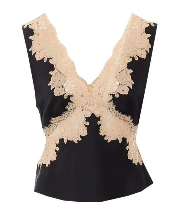 Rixo Lace Trim V-neck Sleeveless Top - No