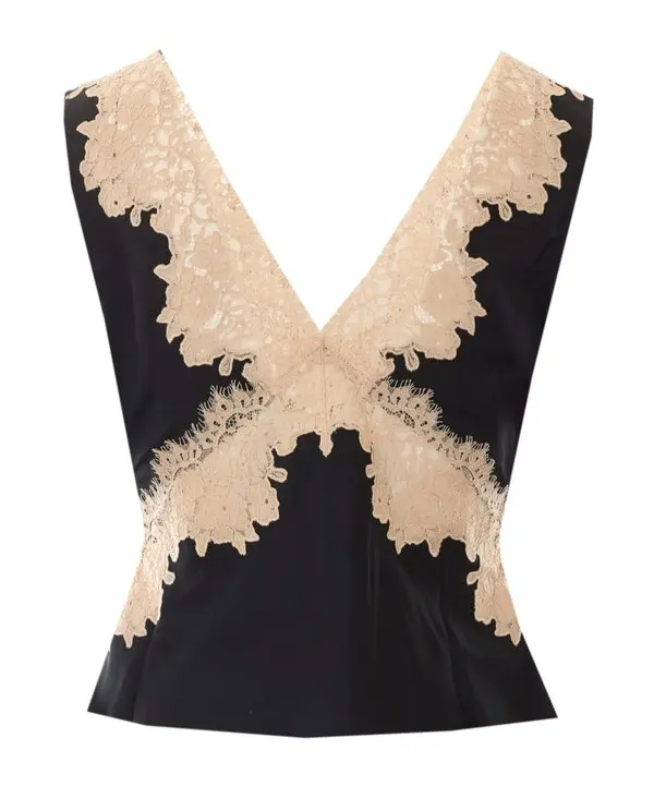 Rixo Lace Trim V-neck Sleeveless Top - No
