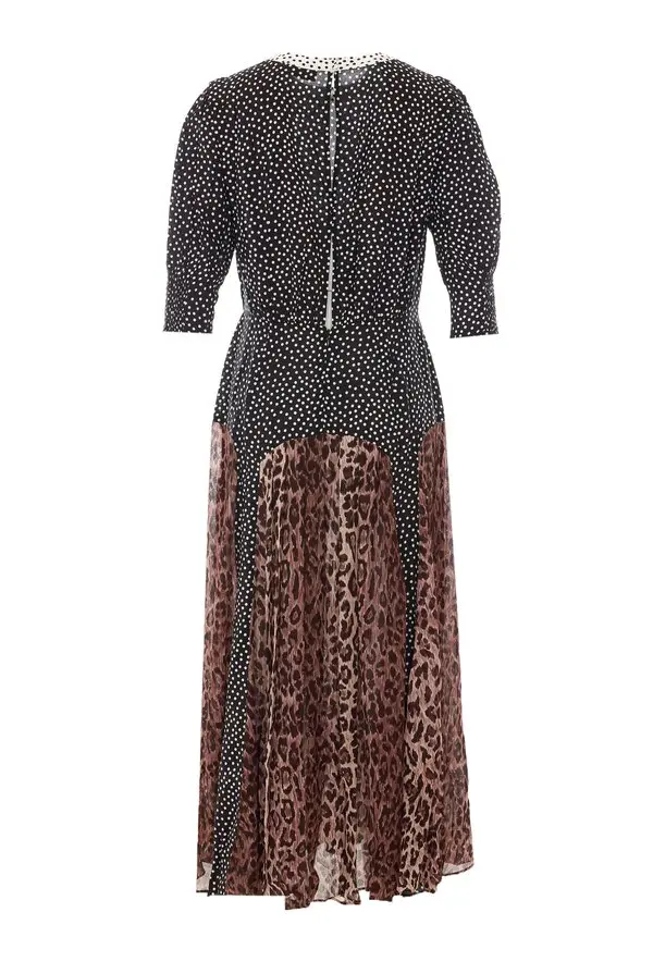 Rixo Polka Dot And Leopard Print Patchwork Maxi Dress - No