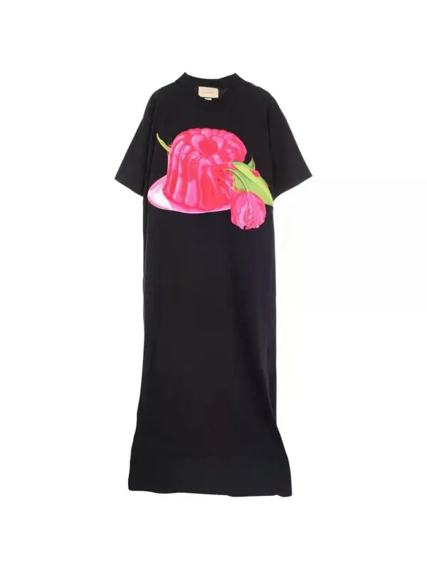 Gucci Rose Print Logo T-shirt Dress