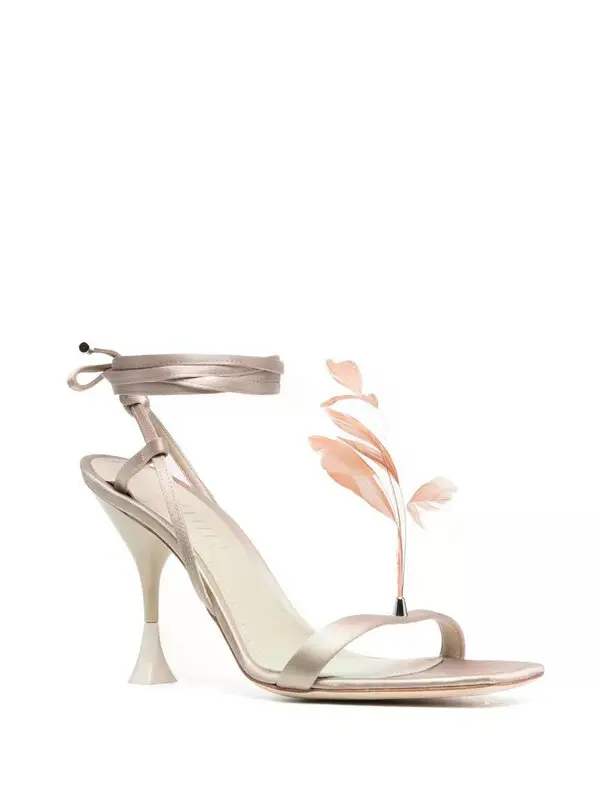 3JUIN Kimi Feather-detail Sandals