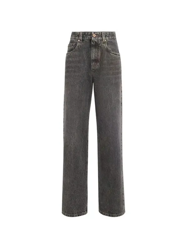 Brunello Cucinelli Monili Embellished Loose Fit Trousers - Grey
