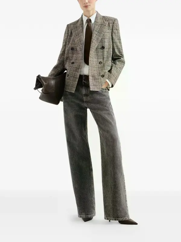Brunello Cucinelli Monili Embellished Loose Fit Trousers - Grey