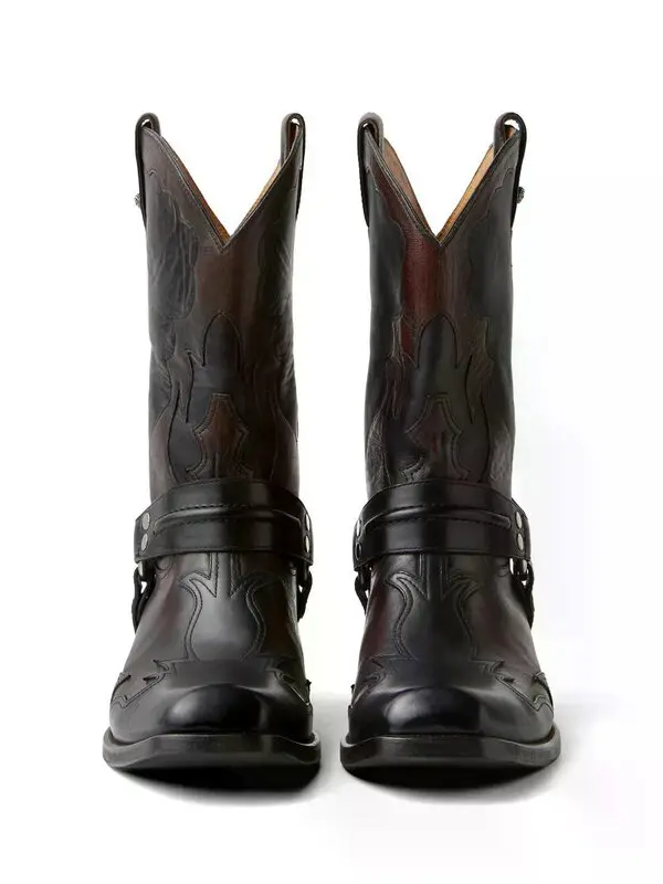 Versace Sylvester Leather Texan Boots