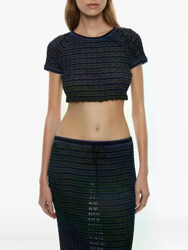 Christopher Esber Striped Ribbed Cropped T-shirt