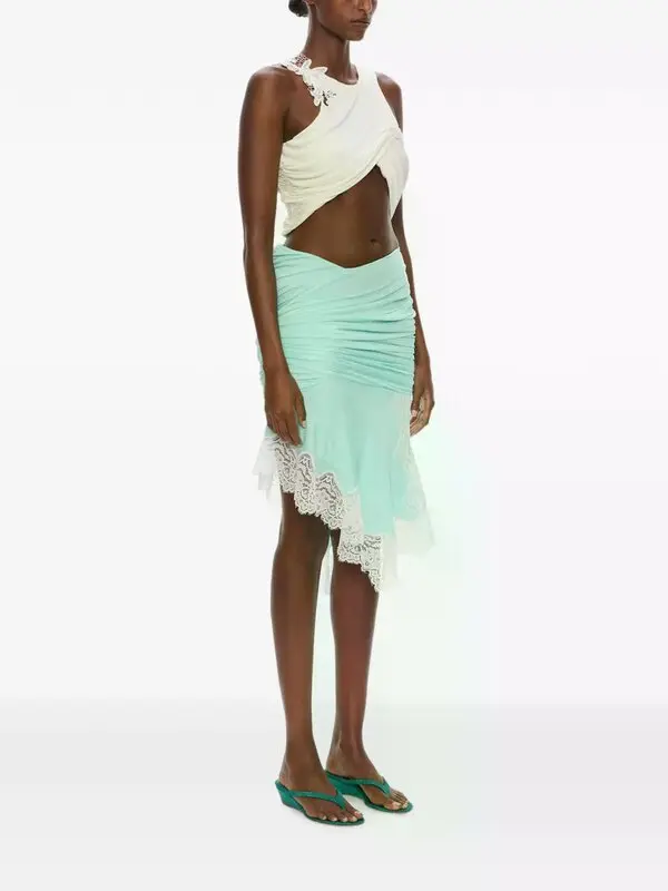 Christopher Esber Incline Lace-trimmed Gathered Midi Skirt