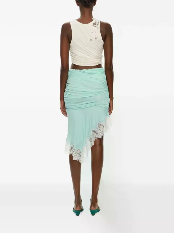 Christopher Esber Incline Lace-trimmed Gathered Midi Skirt