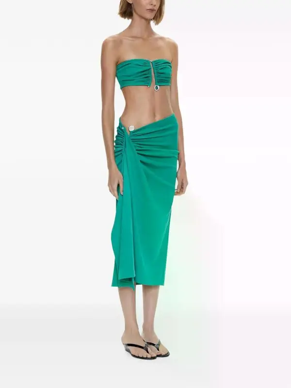 Christopher Esber Droplet Crystal-embellished Ruched Midi Skirt