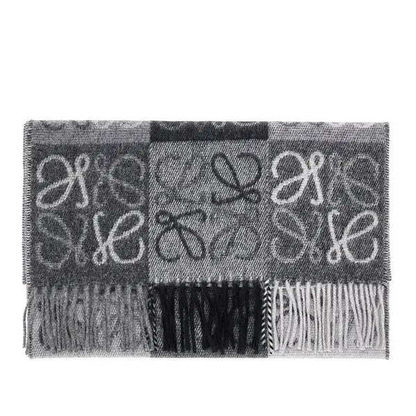 Loewe Anagram Jacquard Wool Scarf - Grey