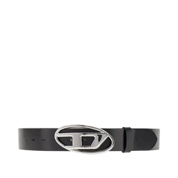 DIESEL® D' Logo Leather Belt - Black
